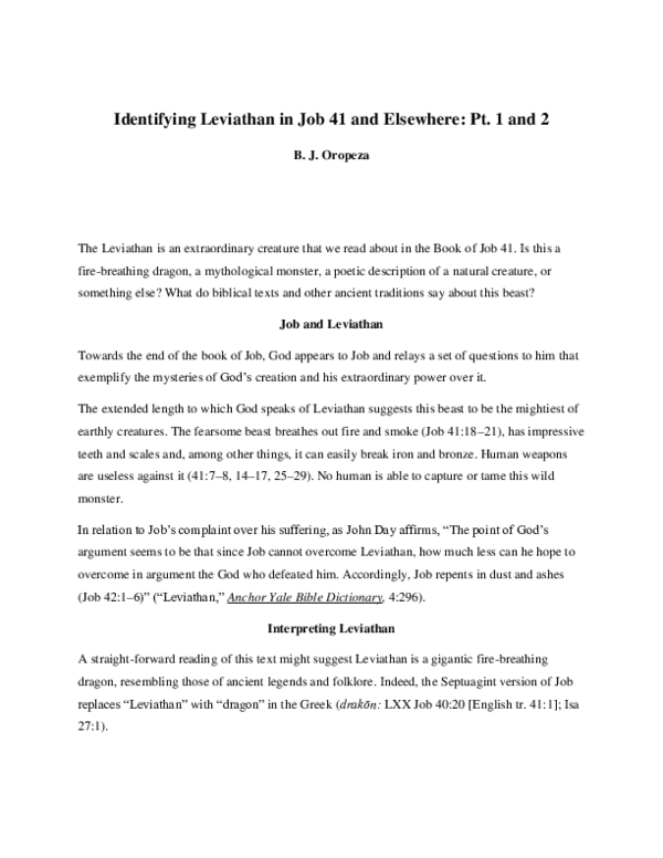 (PDF) Identifying Leviathan in Job 41 and Elsewhere