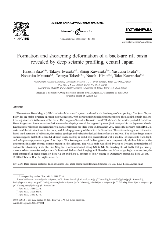 (PDF) Formation and shortening deformation of a back-arc rift basin ...