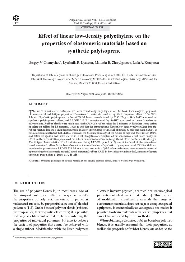 (PDF) Effect of linear low-density polyethylene on the properties of ...