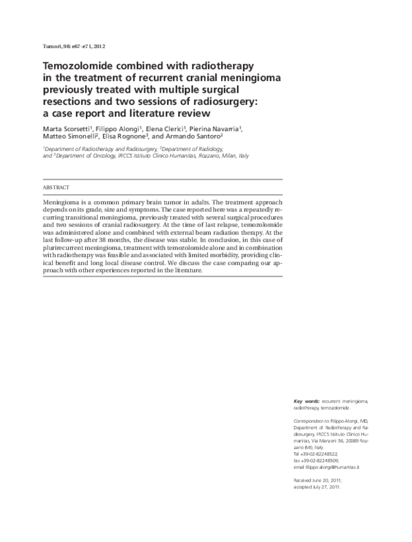 (PDF) Temozolomide combined with radiotherapy in the treatment of ...
