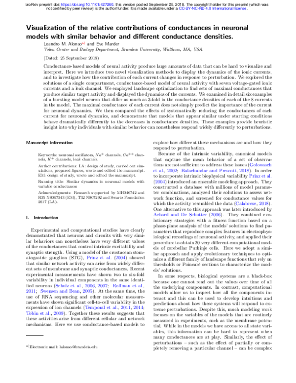 (PDF) Visualization of the relative contributions of conductances in ...