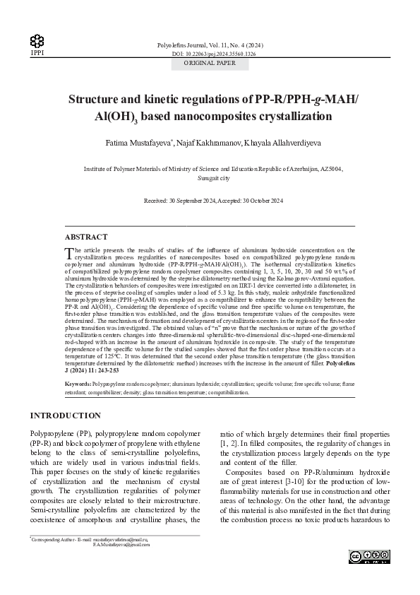 (PDF) Structure and kinetic regulations of PP-R/PPH-g-MAH/Al(OH)3 based ...