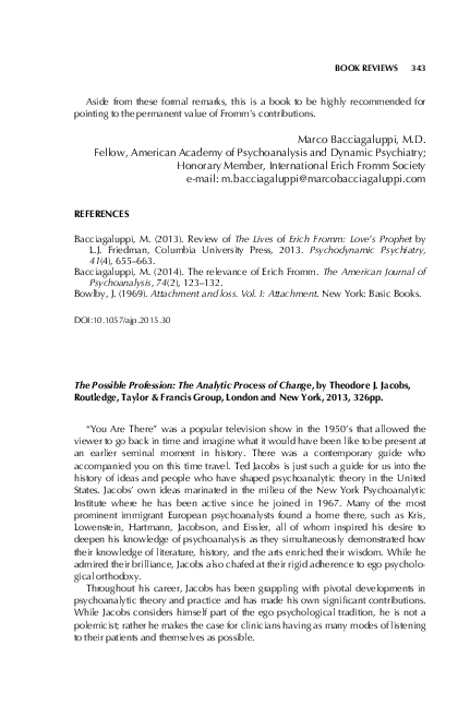(PDF) Theodore J. Jacobs: The Possible Profession: The Analytic Process ...