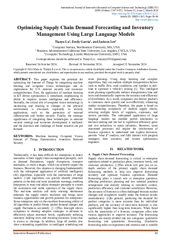 (PDF) Optimizing Supply Chain Demand Forecasting and Inventory Management Using Large Language ...