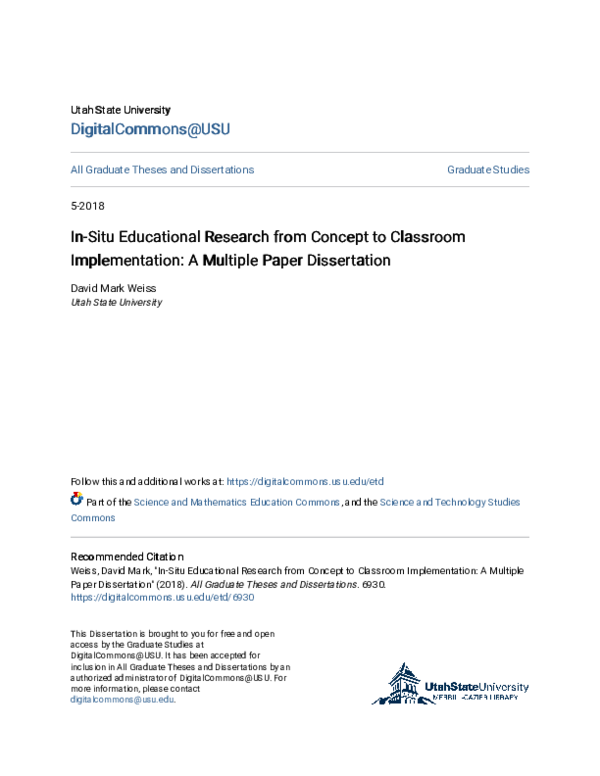 (PDF) In-Situ Educational Research from Concept to Classroom ...