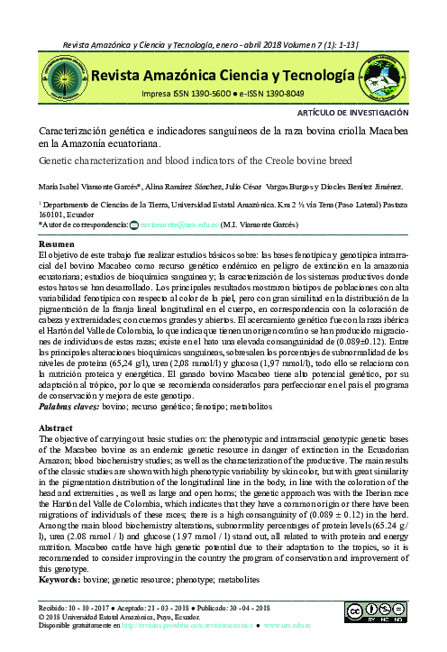 (PDF) Caracterización genética e indicadores sanguíneos de la raza ...