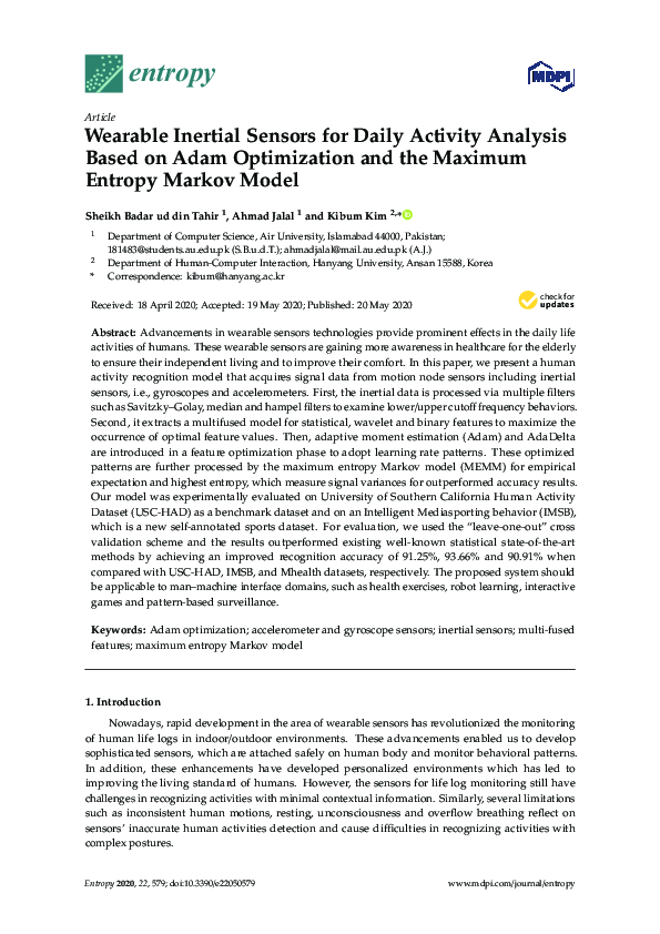 (PDF) Wearable Inertial Sensors for Daily Activity Analysis Based on Adam Optimization and the ...