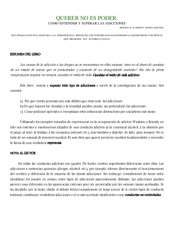 (PDF) QUERER NO ES PODER -Arnold M. Washton