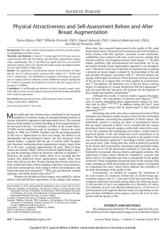 (PDF) Physical Attractiveness and Self-Assessment Before and After ...