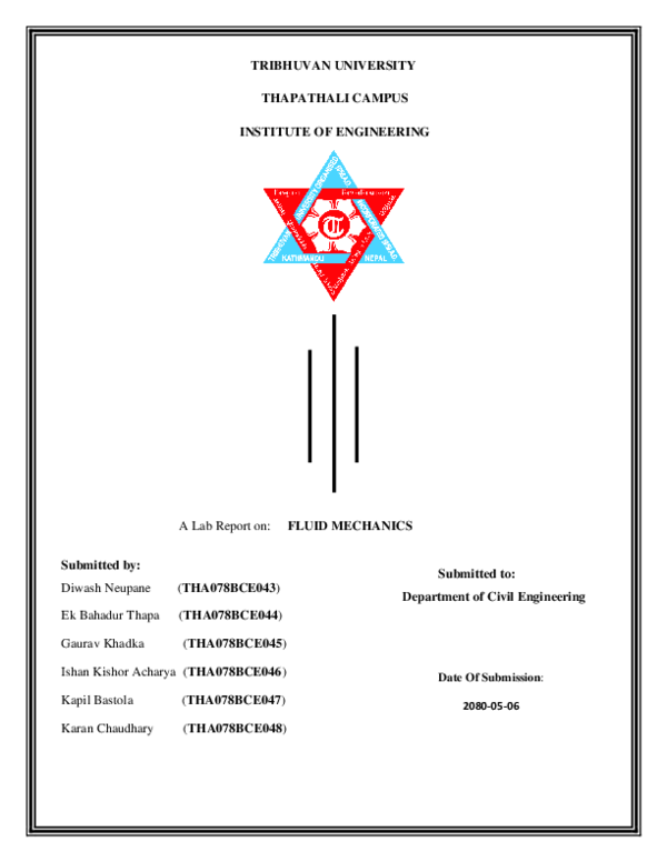 (PDF) Fluid Mechanics Lab Report Complete 3 Sem_2080_BCE