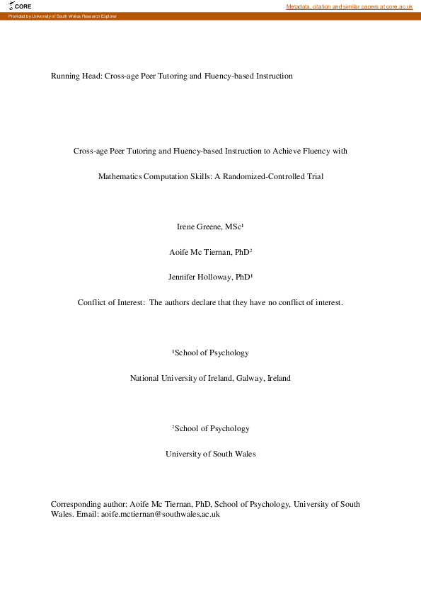 (PDF) Cross-Age Peer Tutoring and Fluency-Based Instruction to Achieve ...