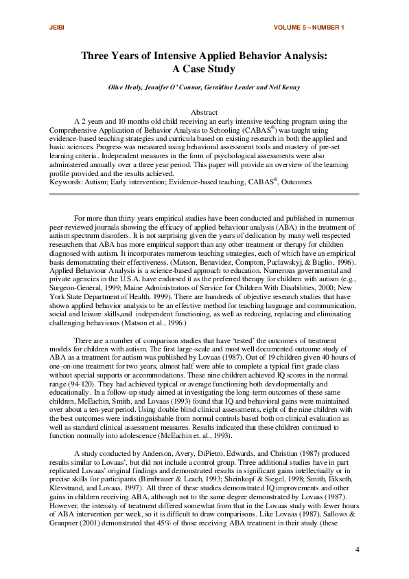(PDF) Three years of intensive applied behavior analysis: A case study