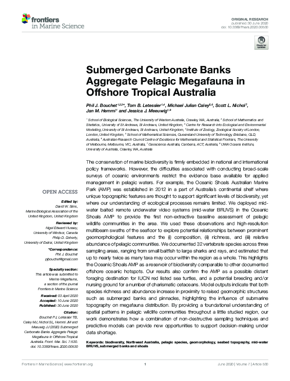 (PDF) Submerged Carbonate Banks Aggregate Pelagic Megafauna in Offshore ...