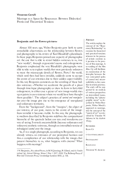 (PDF) Montage as a Space for Resonance. Between Dialectical Praxis and ...