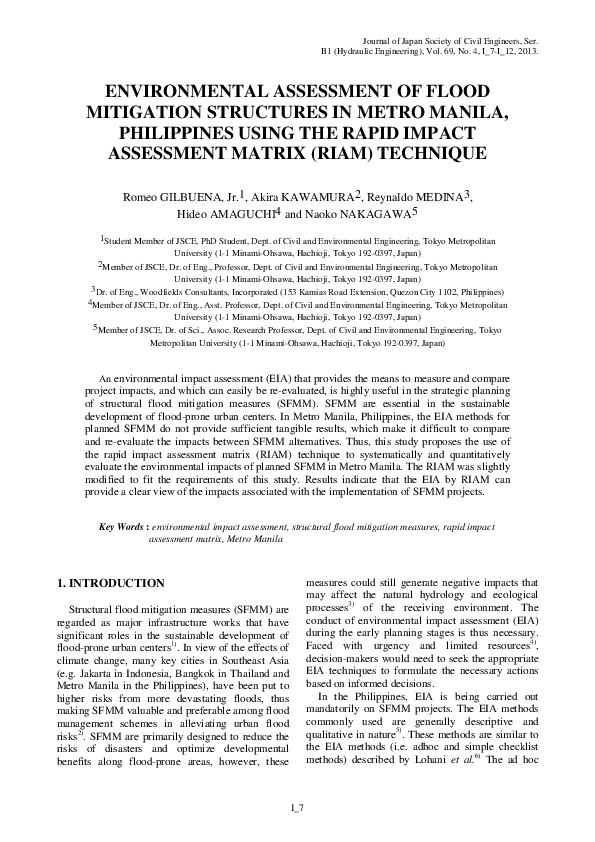(PDF) Environmental Assessment of Flood Mitigation Structures in Metro ...