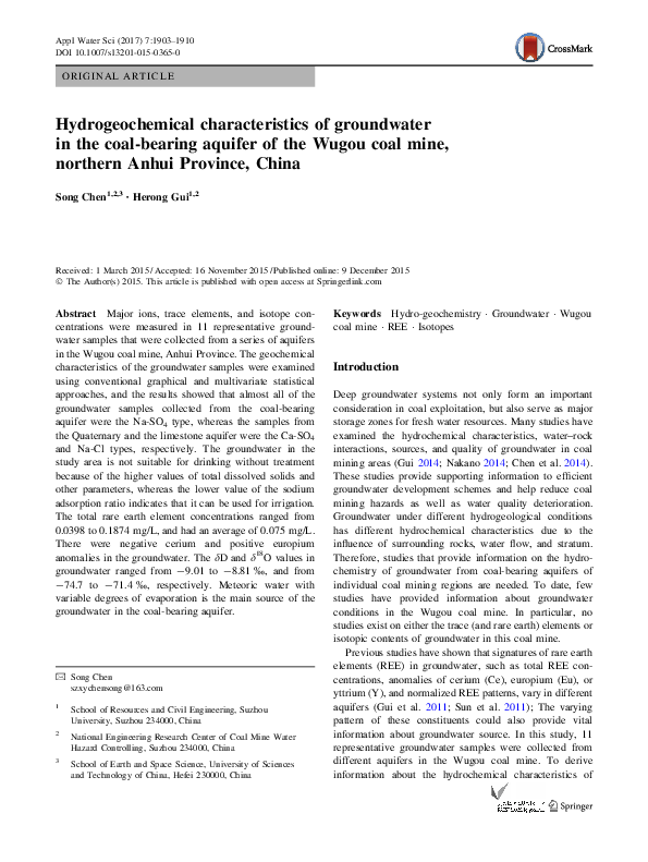 (PDF) Hydrogeochemical characteristics of groundwater from the two main ...