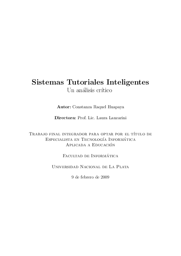 (PDF) Sistemas Tutoriales Inteligentes