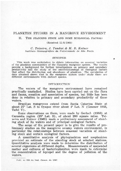 (PDF) Plankton studies in a mangrove environment II: the standing stock ...