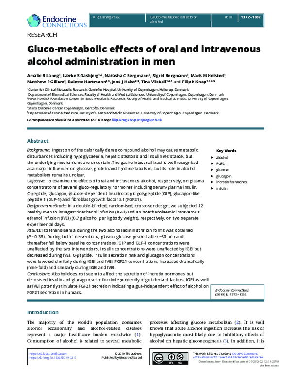 (PDF) Gluco-metabolic effects of oral and intravenous alcohol ...