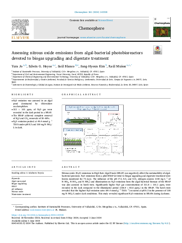 (PDF) Jo et al., «Assessing nitrous oxide emissions from algal-bacterial photobioreactors ...