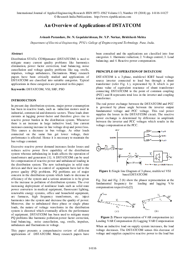 (PDF) An Overview of Applications of DSTATCOM