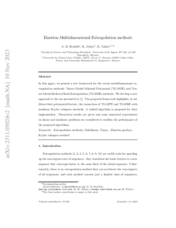 (PDF) Einstien-Multidimensional Extrapolation methods