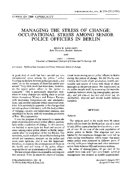 (PDF) Managing the stress of change: Occupational stress among senior ...