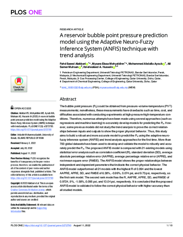 (PDF) A reservoir bubble point pressure prediction model using the Adaptive Neuro-Fuzzy ...