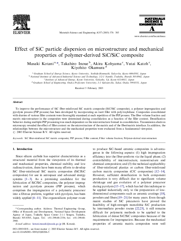 (PDF) Effect of SiC particle dispersion on microstructure and mechanical properties of polymer ...