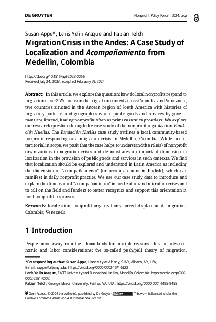(PDF) Migration Crisis in the Andes: A Case Study of Localization and Acompañamiento from ...