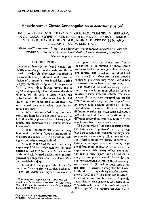 (PDF) Heparin versus citrate anticoagulation in autotransfusion