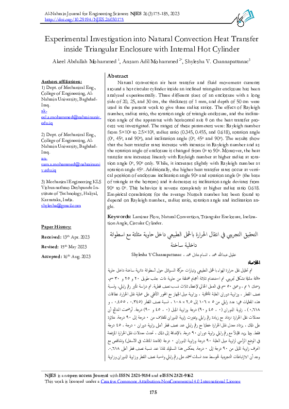 (PDF) Experimental Investigation into Natural Convection Heat Transfer inside Triangular ...