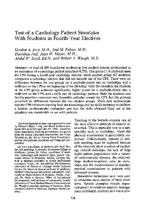 (PDF) Test of a cardiology patient simulator with students in fourth ...