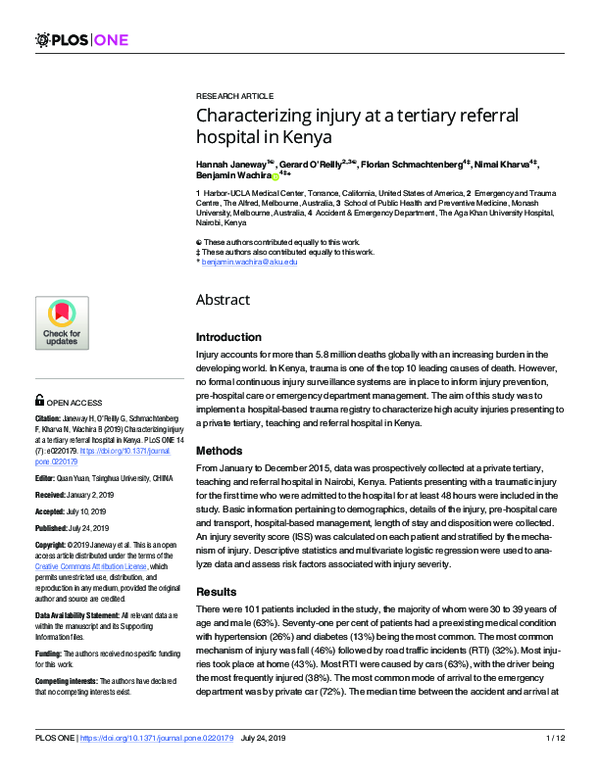 (PDF) Characterizing injury at a tertiary referral hospital in Kenya ...