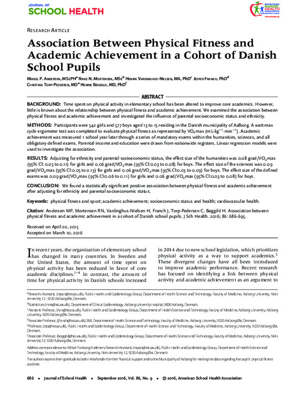 (PDF) Association between physical fitness and academic performance among schooler at Sri ...
