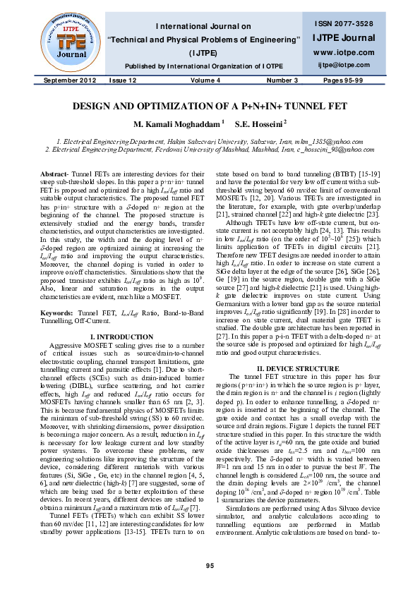 (PDF) Design and Optimization of A P+N+IN+ Tunnel FET