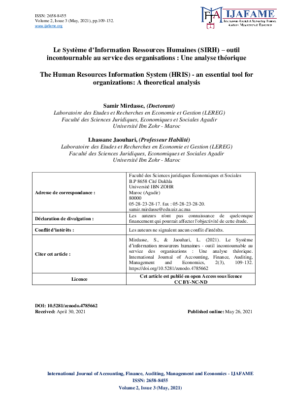 (PDF) Le Système d'Information Ressources Humaines (SIRH)-outil ...