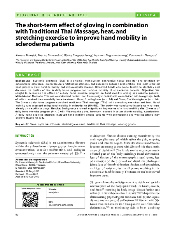 (PDF) The short-term effect of gloving in combination with Traditional ...