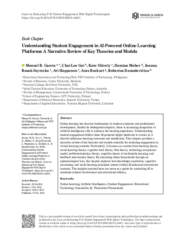 (PDF) Understanding Student Engagement in AI-Powered Online Learning Platforms: A Narrative ...