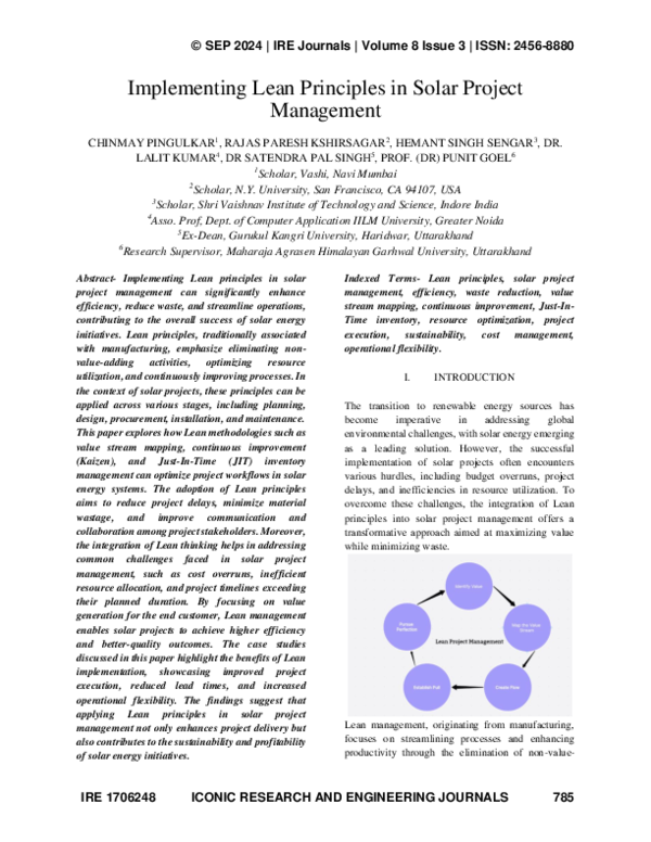 (PDF) Implementing Lean Principles in Solar Project Management