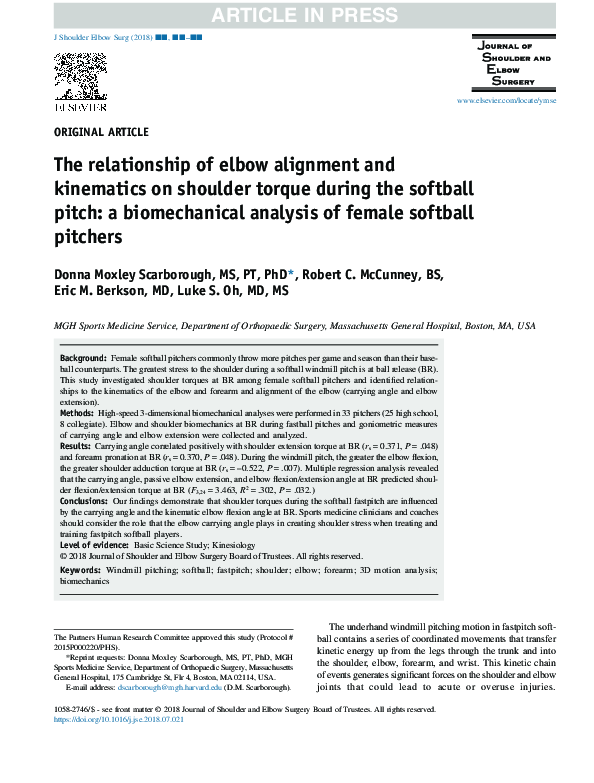 (PDF) The relationship of elbow alignment and kinematics on shoulder ...