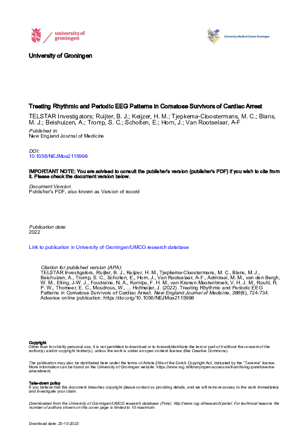 (PDF) Treating Rhythmic and Periodic EEG Patterns in Comatose Survivors ...