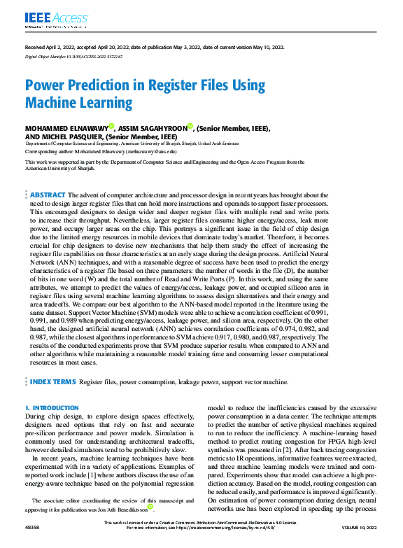 (PDF) Power Prediction in Register Files Using Machine Learning