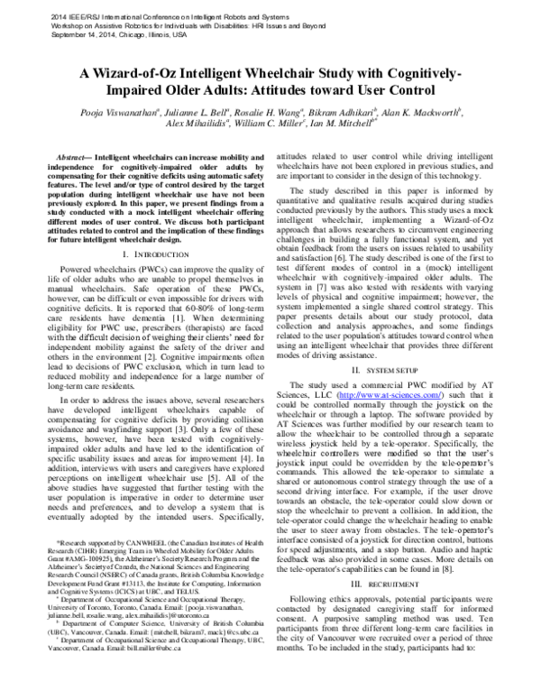 (PDF) A Wizard-of-Oz Intelligent Wheelchair Study with Cognitively ...