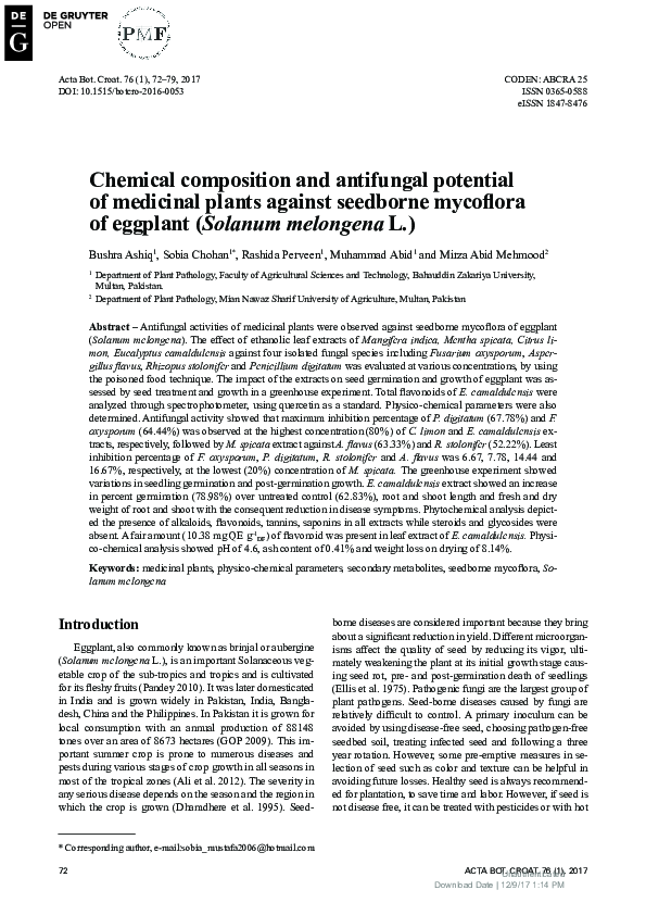 (PDF) Chemical Composition and Antifungal Potential of Citronella ( Cymbopogon nardus ) Leaves ...