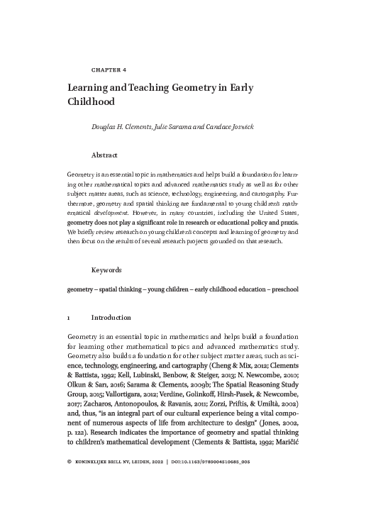 (PDF) Learning and teaching geometry in early childhood