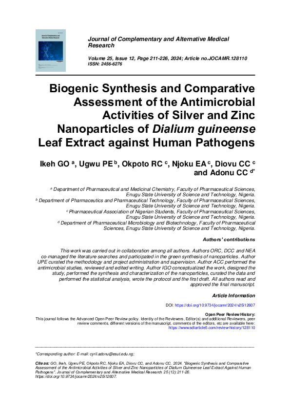 (PDF) Biogenic Synthesis and Comparative Assessment of the ...