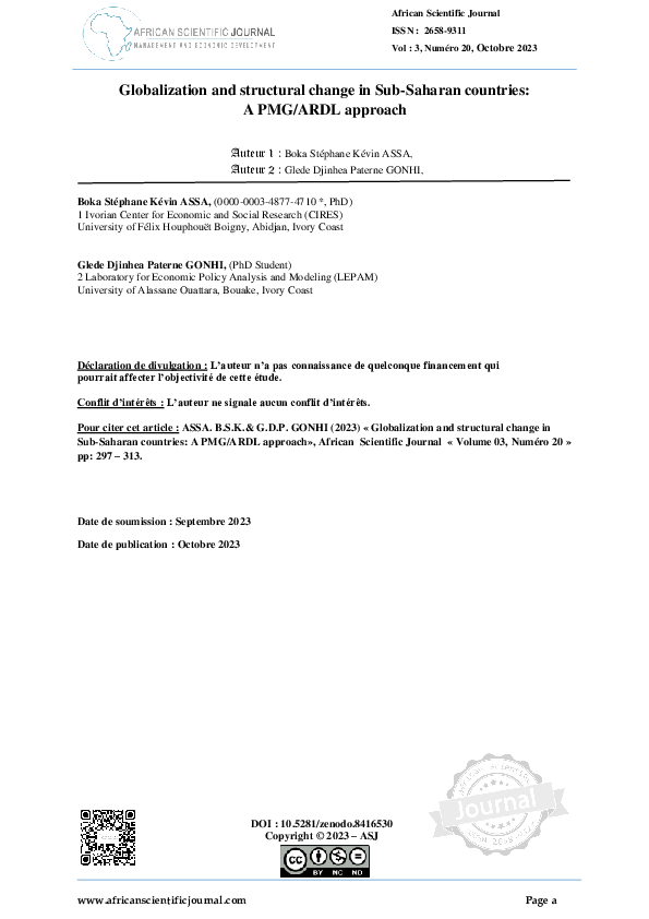 (PDF) Globalization and structural change in Sub-Saharan countries: A ...
