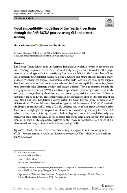 (PDF) Flood susceptibility modelling of the teesta river basin through the ahp mcda process ...