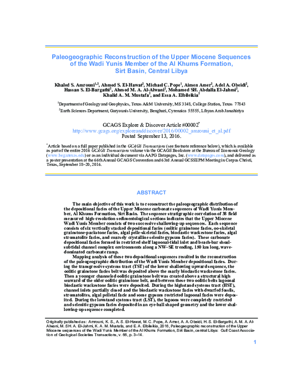 (PDF) Paleogeographic Reconstruction of the Upper Miocene Sequences of ...